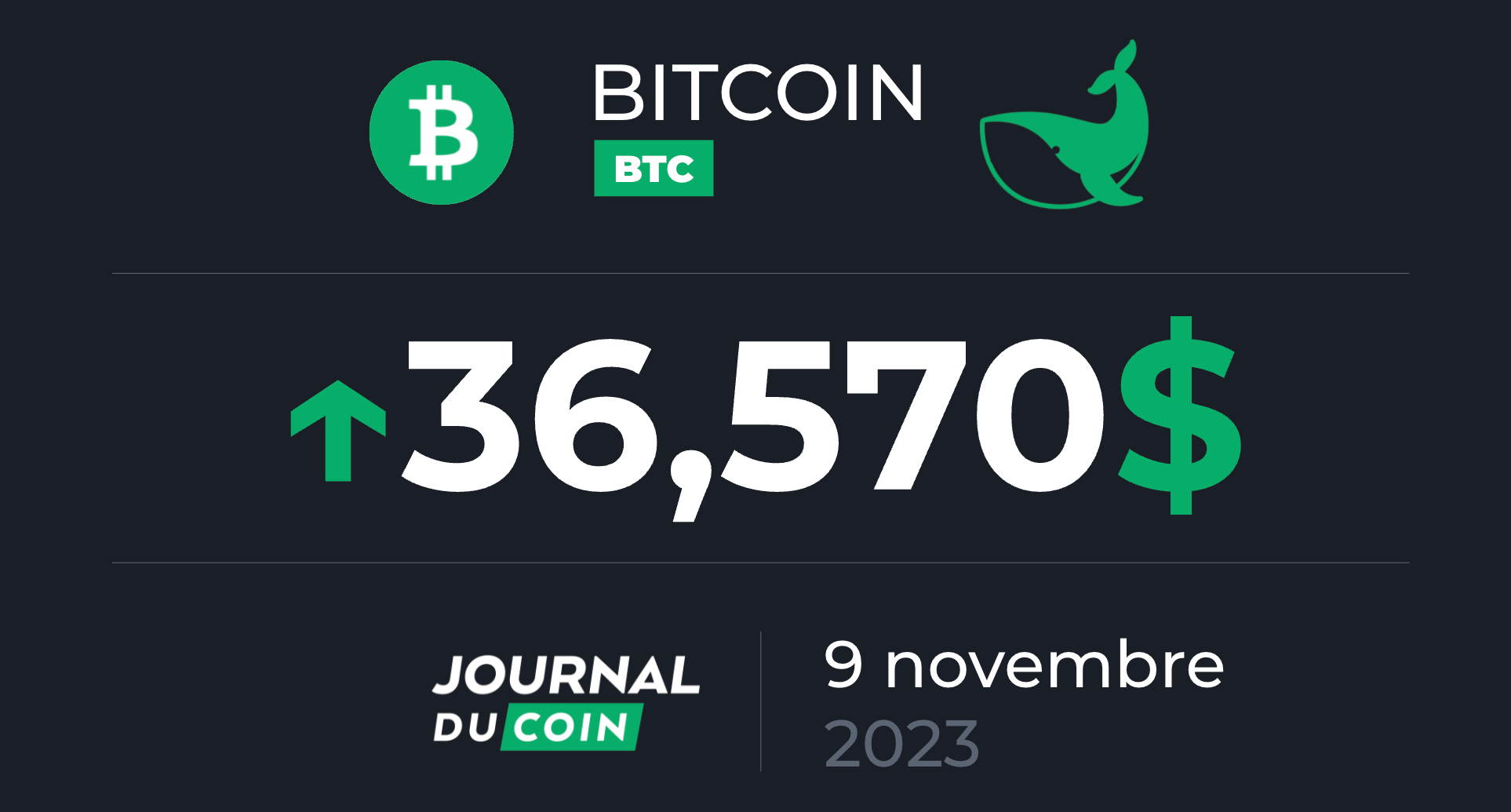 Bitcoin le 9 novembre - Le BTC casse les 35 000 $, les baleines se goinfrent - Journal du Coin