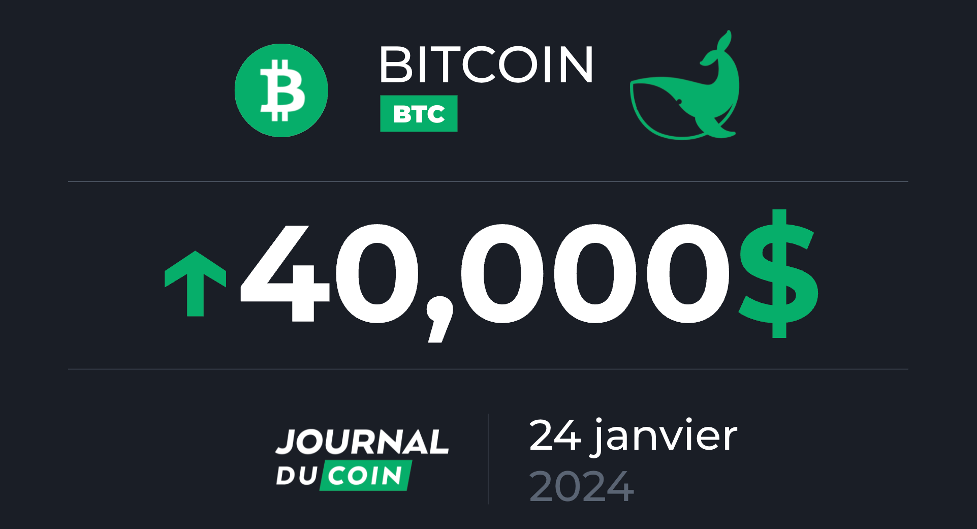 Bitcoin le 24 janvier - Le BTC chute de 20 %, les baleines se goinfrent - Journal du Coin